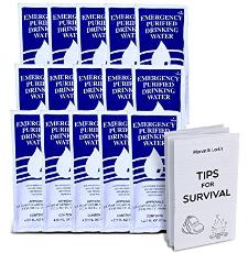 Emergency drinking water pouches